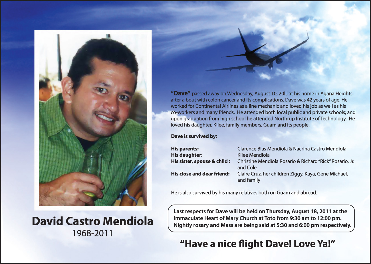 David Mendiola Obituary (2011) - Hagatna, Guam - Pacific Daily News