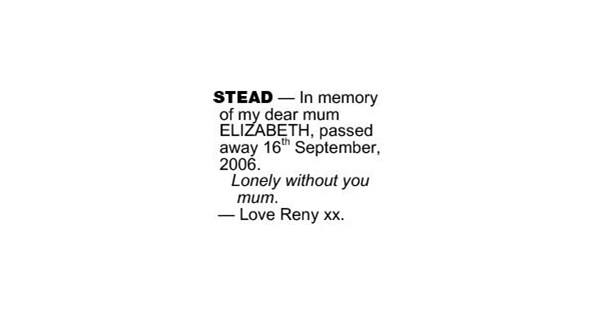 Elizabeth Stead Obituary (2008) - Legacy Remembers