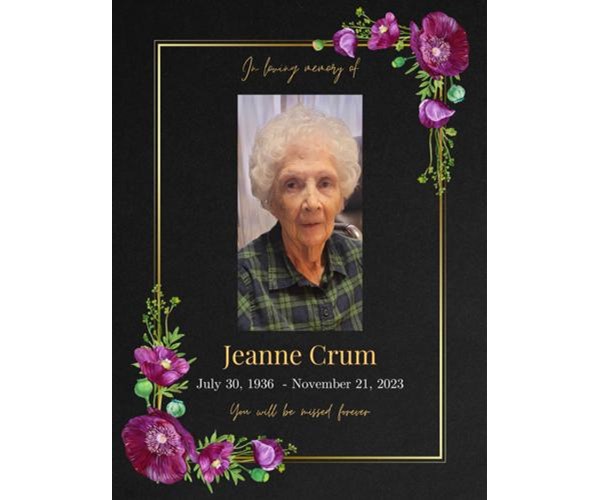 Jeanne H. Crum Obituary (2023) - Oak Grove, MO - Royer Funeral Home ...