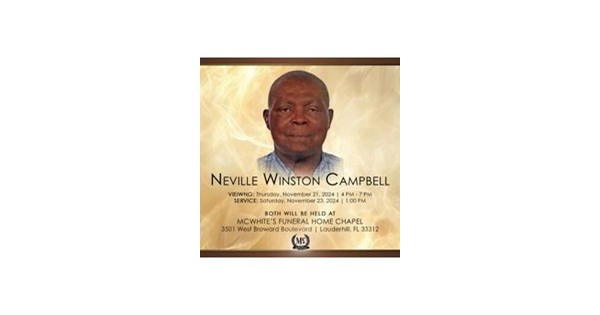 Neville Winston Campbell Obituary (2024) - Fort Lauderdale, FL ...