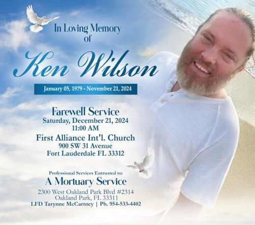 Ken Wilson Obituary (2024) - Oakland Park, FL - A Mortuary Service (NW ...