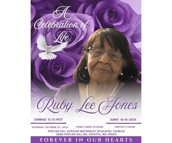 Ruby Lee Jones Obituary (2025) - Port Gibson, MS - Thompson Funeral ...
