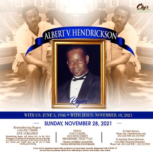 Albert Hendrickson Obituary (2021) - Brookshire, TX - Clay's Mortuary ...