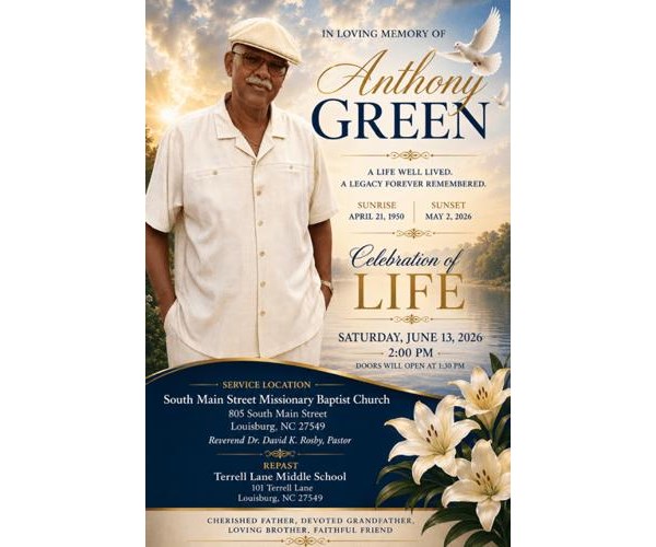 Anthony Dwight "Tony" Green Obituary (2026) - Louisburg, NC ...
