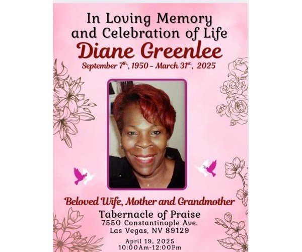 Diane Greenlee Obituary (2025) - Las Vegas, NV - Serenity Funeral Home ...