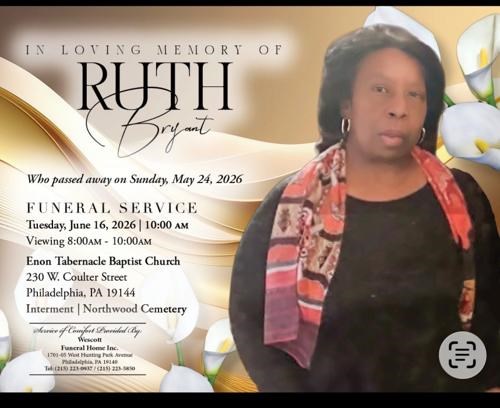 Ruth Bryant Obituary (2026) - Philadelphia, PA - Wescott Funeral Home