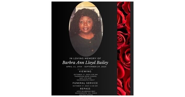 Barbara Lloyd Bailey Obituary (2024) - Sacramento, CA - Thompson Oak ...
