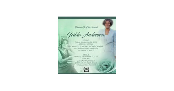 Icilda Gloria Anderson Obituary (2025) - Fort Lauderdale, FL - McWhite ...