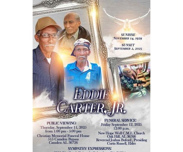 Eddie Carter Jr Obituary (2025) - Camden, AL - Christian Memorial ...