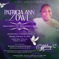 Patricia Ann Lowe Obituary (2024) - Southfield, MI - Haley Funeral ...
