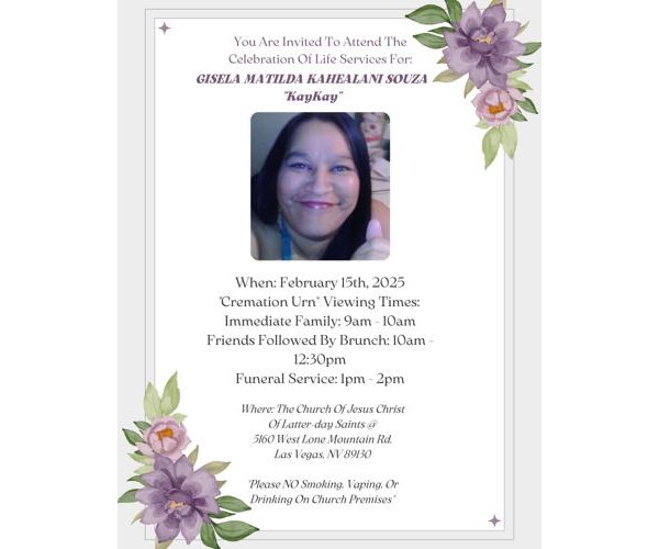 Gisela "KayKay" Souza Obituary (2025) - Las Vegas, NV - La Paloma ...