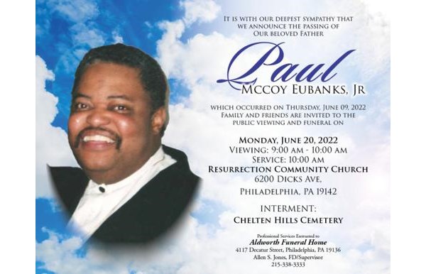 Paul McCoy Eubanks Jr. Obituary (2023) - Philadelphia, PA - Aldworth ...