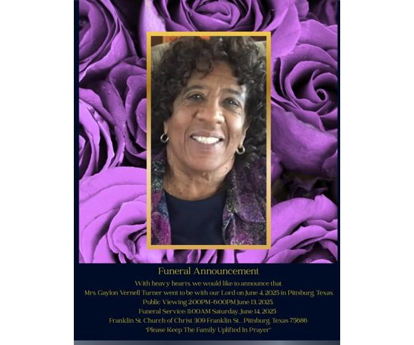 Gaylon Turner Obituary (2025) - Gladewater, TX - McCauley & Son Funeral ...