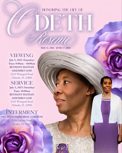 Odeth Roseme Obituary (2025) - Orlando, FL - Pax-Villa USA Funeral Home ...