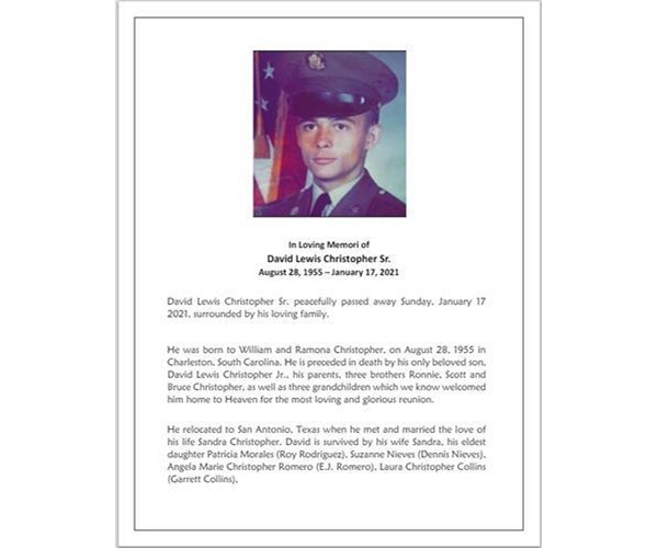 David Lewis Christopher Sr. Obituary (2024) - San Antonio, TX - Funeral ...