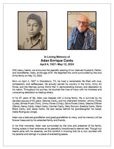 Adan Enrique Cantu Obituary (2024) - San Antonio, TX - Funeral Caring ...