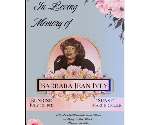 Barbara Jean Ivey Obituary (2026) - Augusta, GA - C.A Reid Sr. Memorial ...