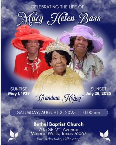 Mary Helen Bass Obituary (2025) - Mineral Wells, TX - Baum Carlock ...