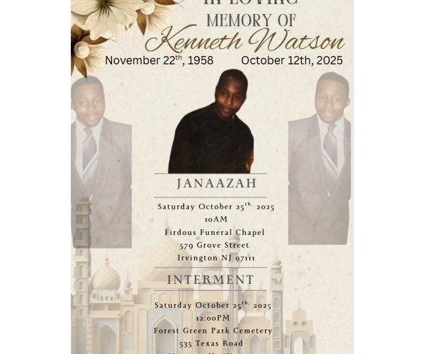 Kenneth Watson Obituary (2025) - Irvington, NJ - Firdous Funeral Chapel ...