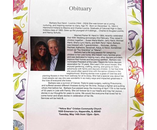 Barbara Hand (Loomis) Obituary (1944 - 2024) - Legacy Remembers