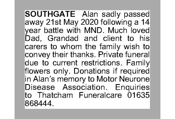 Alan SOUTHGATE Obituary (2020) - Newbury, Berkshire - Newbury Today