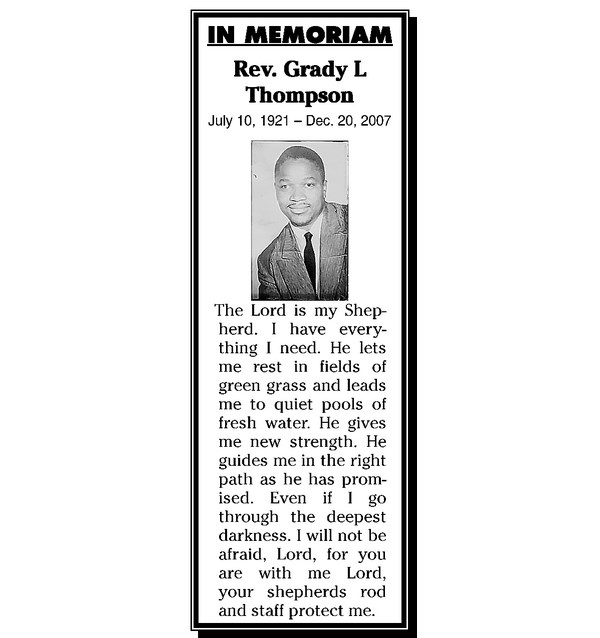 Grady Thompson Obituary (2011) - South Bend, IN - South Bend Tribune