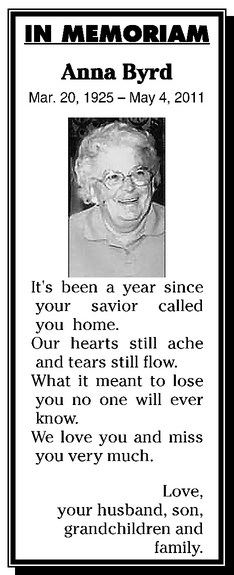Anna Byrd Obituary (2012) - South Bend, IN - South Bend Tribune