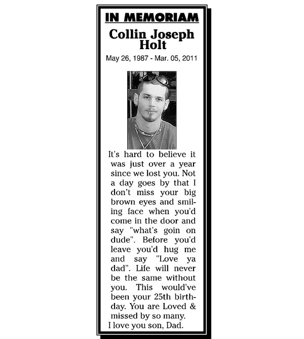 Collin Holt Obituary (2012) - South Bend, IN - South Bend Tribune