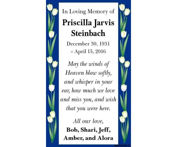 Priscilla Steinbach Obituary (2018) - Syracuse, NY - Syracuse Post Standard
