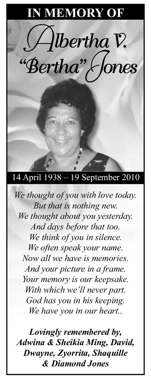 Albertha Jones Obituary (2016) - Hamilton, Bermuda - The Royal Gazette