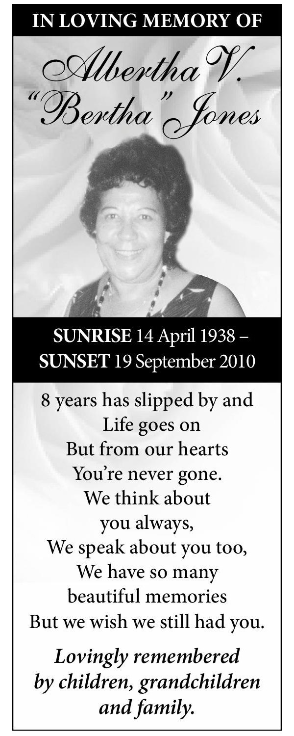 Albertha Jones Obituary (2018) - Hamilton, Bermuda - The Royal Gazette