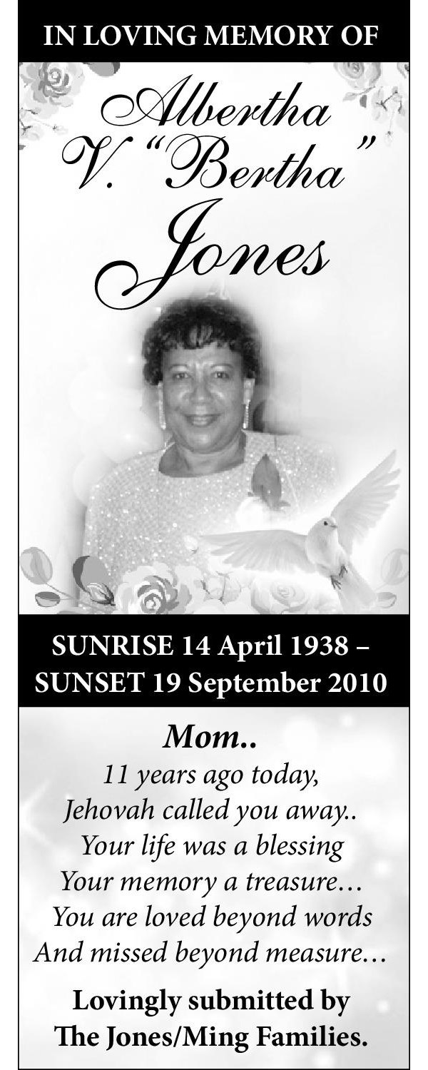 Albertha Jones Obituary (2021) - Hamilton, Bermuda - The Royal Gazette