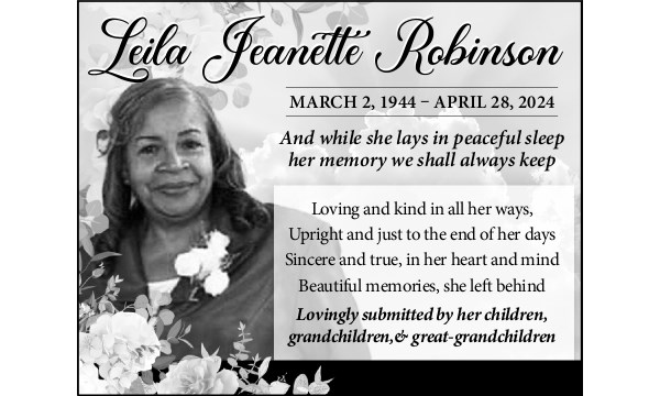 Leila Robinson Obituary (2025) - Unknown, Bermuda - The Royal Gazette