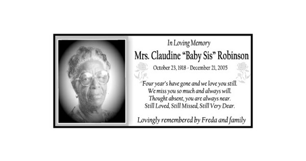 CLAUDINE ROBINSON Obituary (2009) - Hamilton, Bermuda - The Royal Gazette