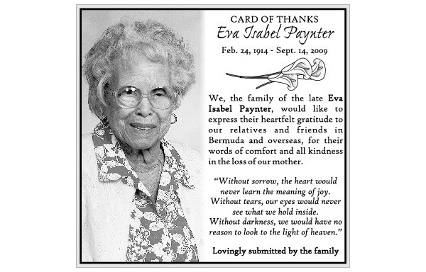 EVA PAYNTER Obituary (2010) - Hamilton, Bermuda - The Royal Gazette