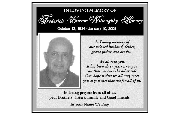 Frederick HARVEY Obituary (2012) - Hamilton Parish, Bermuda - The Royal ...