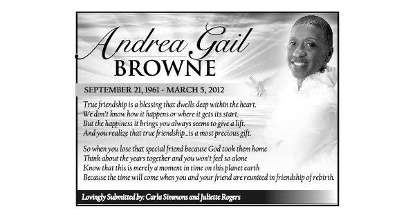 Andrea Browne Obituary (2013) - Devonshire, Bermuda - The Royal Gazette