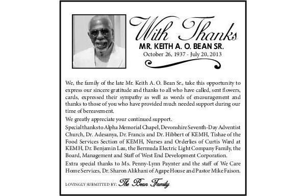 Keith Bean Obituary (2013) - Intercompany Account, Bermuda - The Royal ...