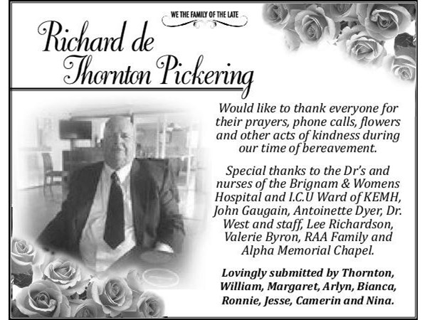 Richard Pickering Obituary (2014) - Unknown, Bermuda - The Royal Gazette