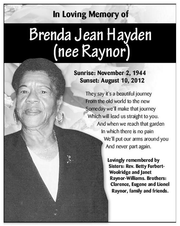 Brenda Hayden Obituary (2015) - Southampton, Bermuda - The Royal Gazette