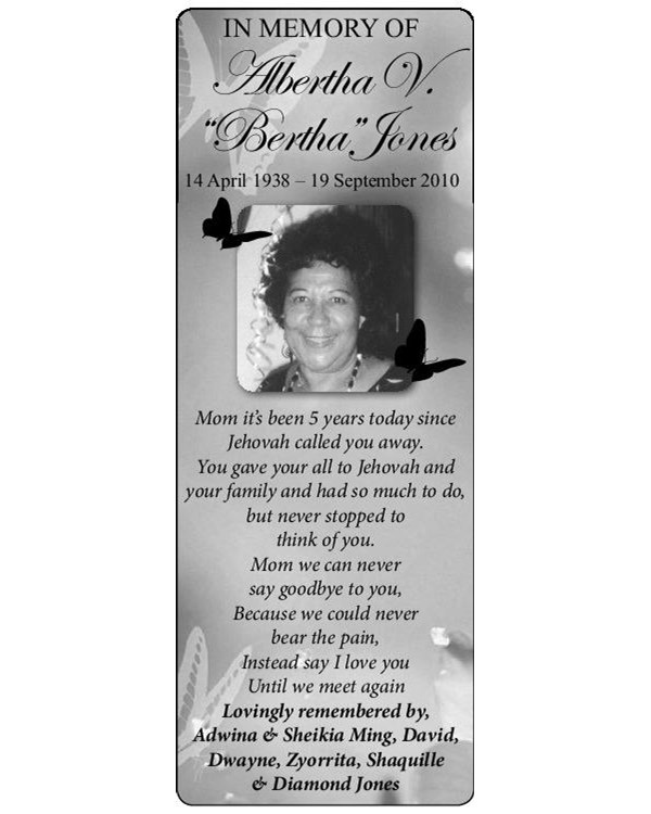 Albertha Jones Obituary (2015) - St. George'S, Bermuda - The Royal Gazette