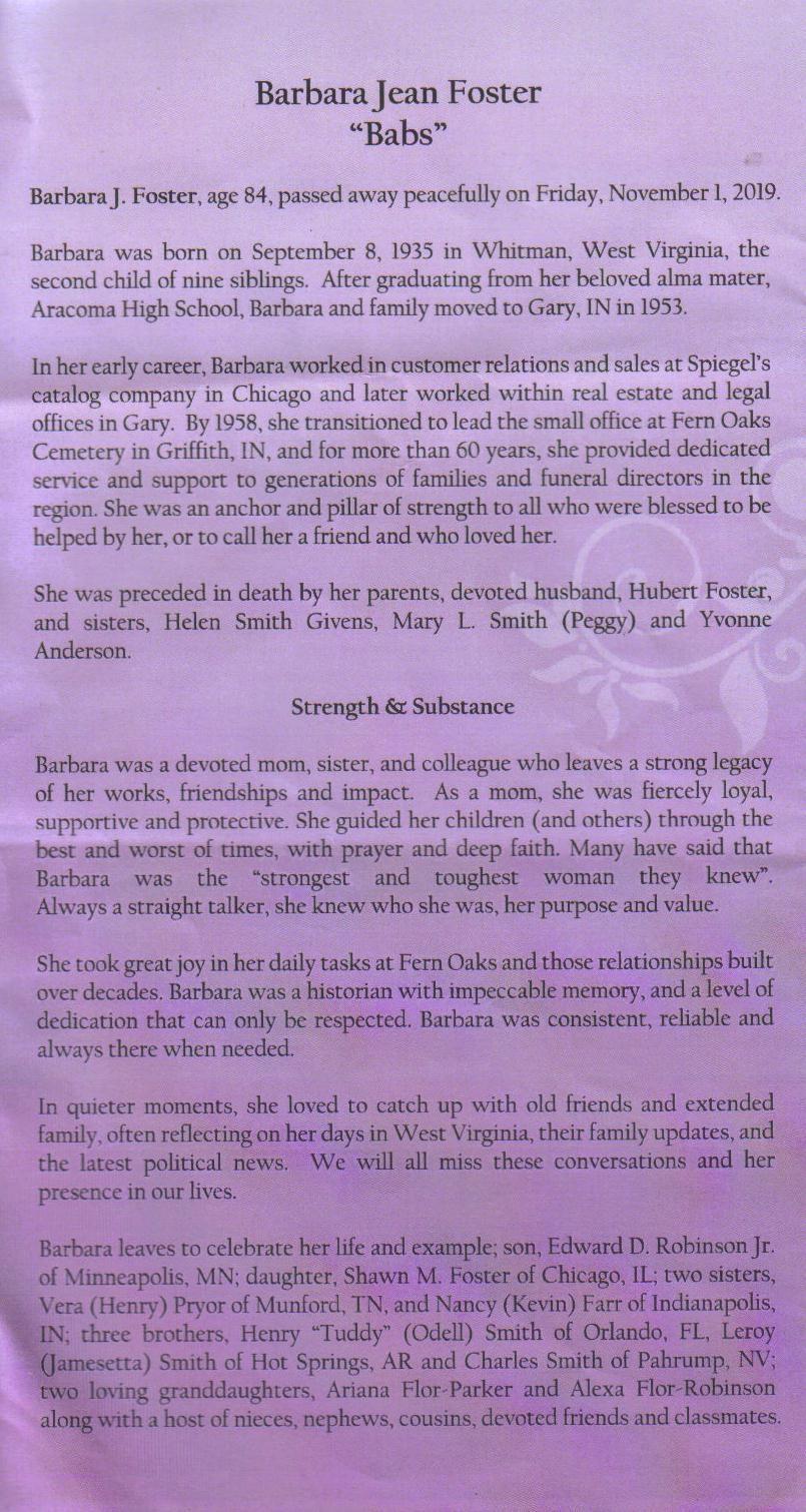 Barbara Foster Obituary - Death Notice and Service Information